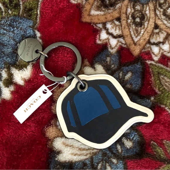 Coach | Accessories | Coach Leather Baseball Hat Key Fob Midnight Navy ...